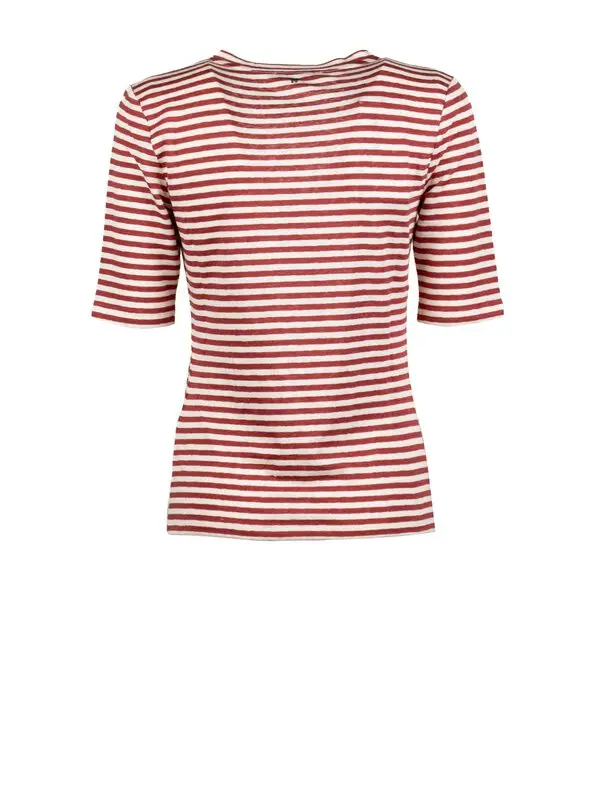 Max Mara V-neck Striped T-shirt - Pink