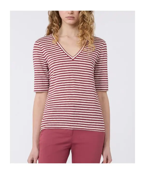 Max Mara V-neck Striped T-shirt - Pink
