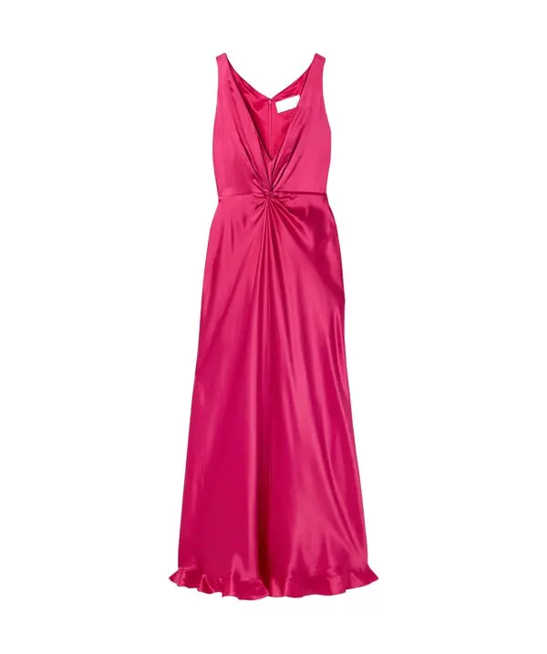 Saloni Sleeveless V-neck Maxi Dress With Ruffled Skirt