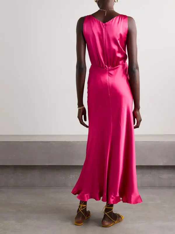 Saloni Sleeveless V-neck Maxi Dress With Ruffled Skirt