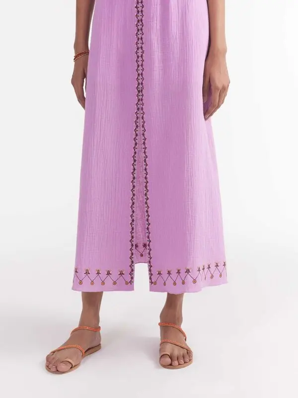 Saloni V-neck Dress With Bubble Sleeves And Front Tie Detail