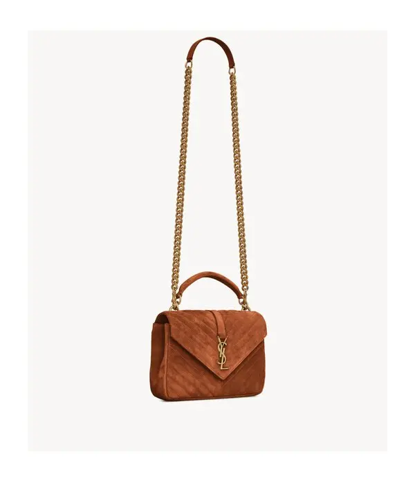 Saint Laurent College Medium In Quilted Suede