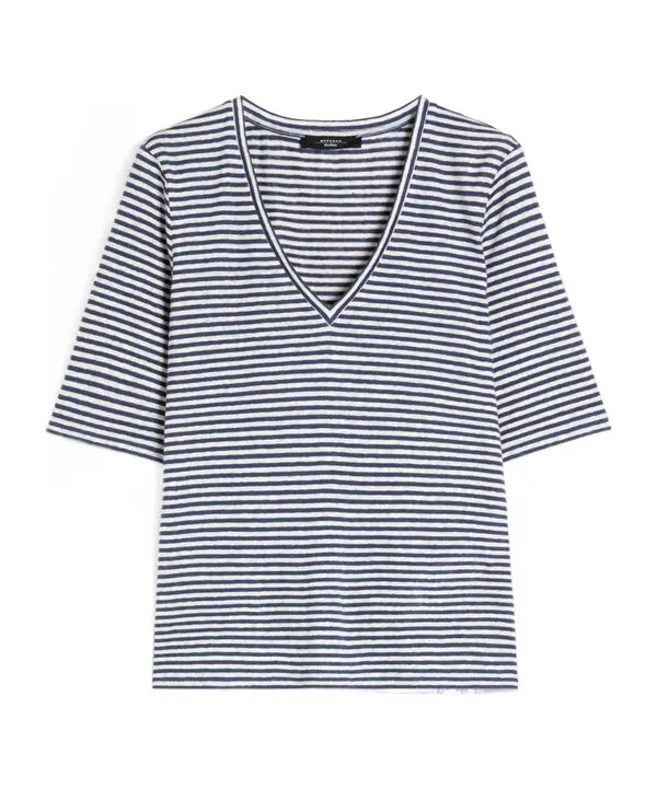 Max Mara V-neck Striped T-shirt - Ultramarine