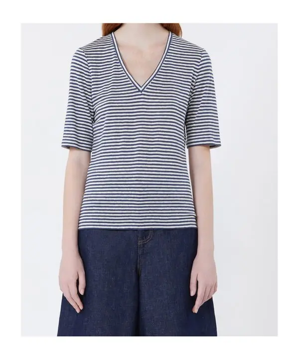 Max Mara V-neck Striped T-shirt - Ultramarine
