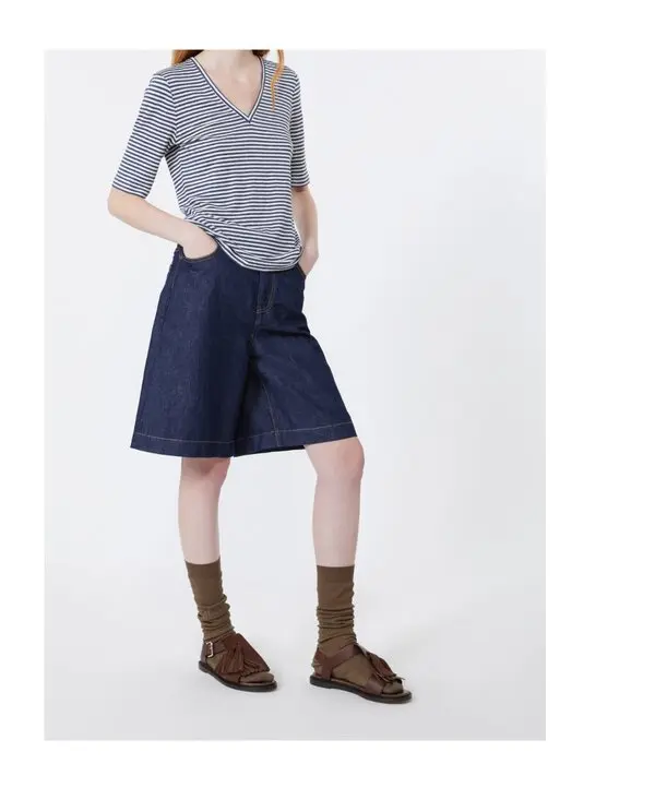 Max Mara V-neck Striped T-shirt - Ultramarine