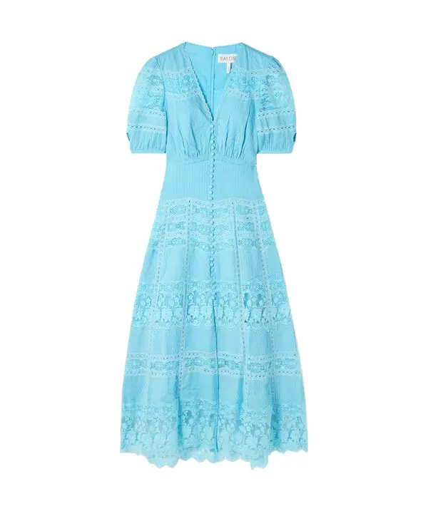 Saloni Spliced Pleated Dress