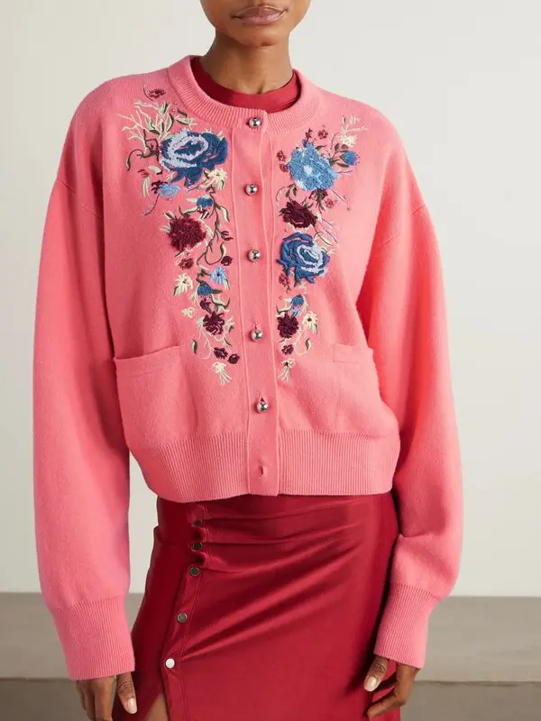 Rabanne Embroidered Crystal-embellished Wool And Cashmere Blend Cardigan