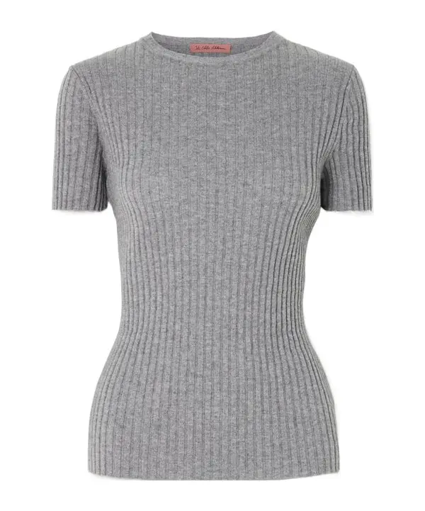 THE ELDER STATESMAN Ribbed Cashmere Short-sleeved Knit Sweater
