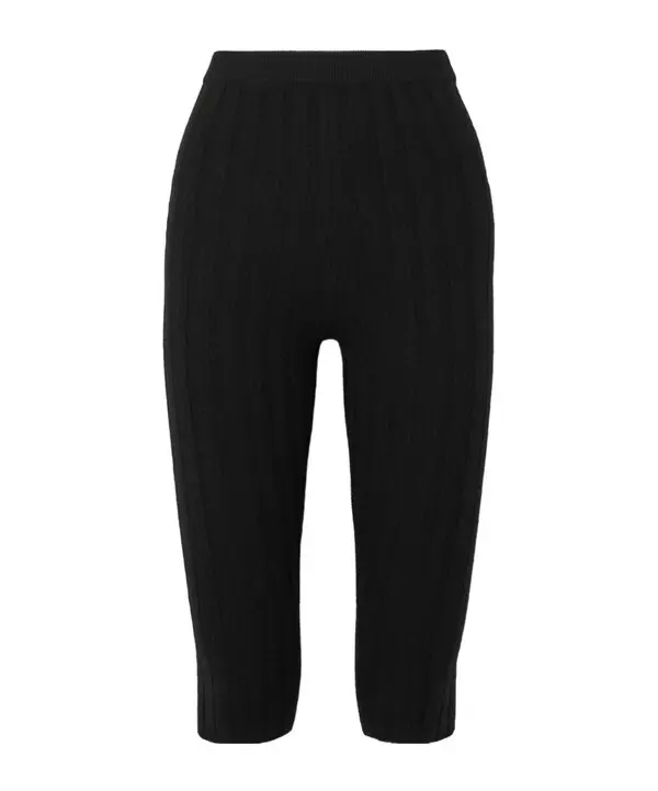 THE ELDER STATESMAN Diana Ribbed Cashmere Cropped Leggings