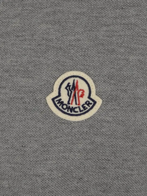 Moncler Logo Cotton Piquet Polo Shirt - Dark Gray