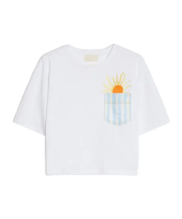 IBLUES Cropped T-shirt With Embroidered Sun Detail - White