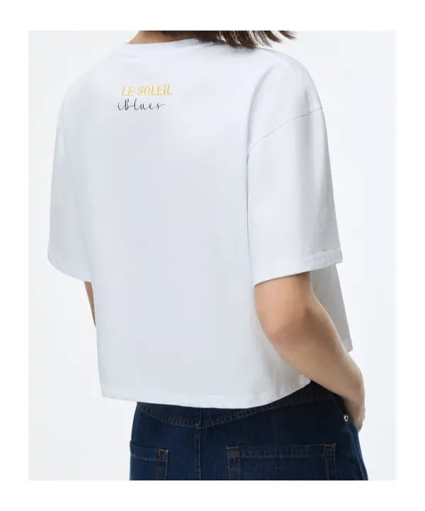 IBLUES Cropped T-shirt With Embroidered Sun Detail