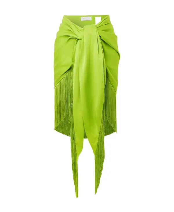 Michael Kors Asymmetrical Fringed Skirt With Lace Detail