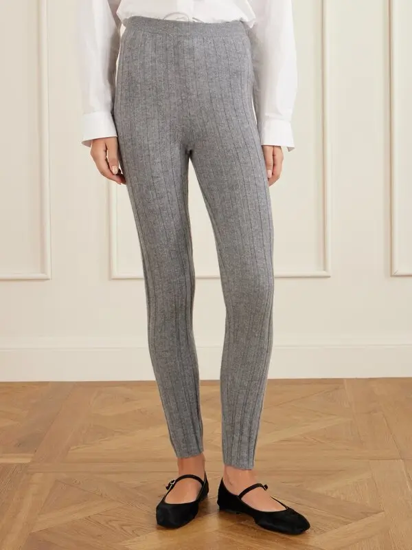 THE ELDER STATESMAN Ribbed Cashmere Leggings