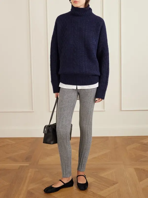 THE ELDER STATESMAN Cable Knit Turtleneck Sweater