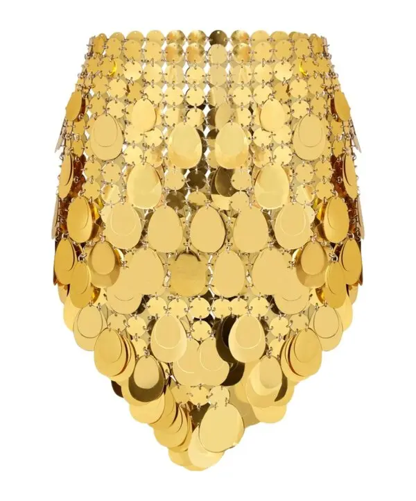 Rabanne Gold Sparkle Assembly Asymmetrical Skirt - Yellow
