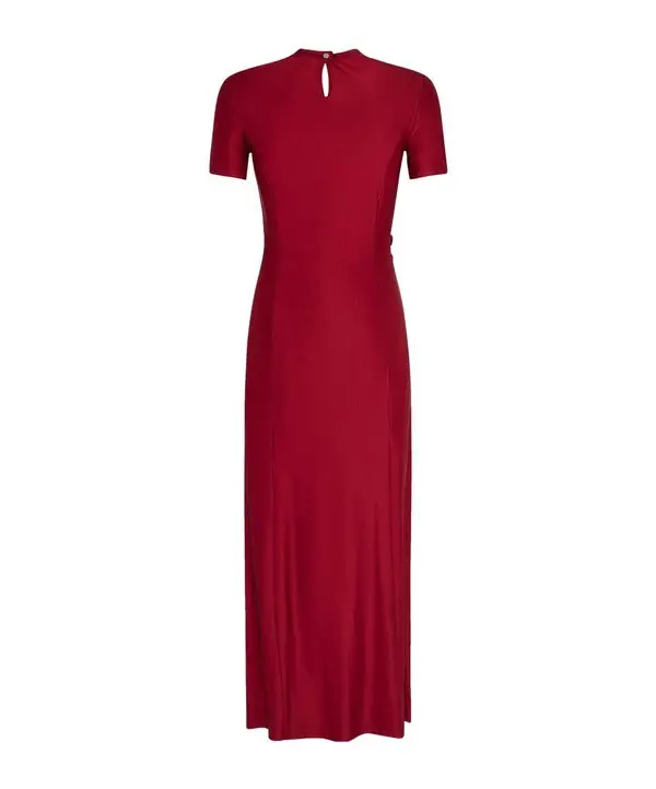 Rabanne Gathered Jersey Crewneck Maxi Dress