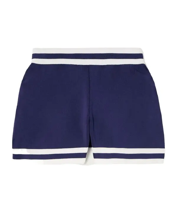 Rabanne Logo Inlaid Striped Ribbed Knit Shorts