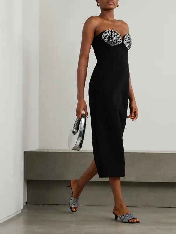 Rebecca Vallance Cordelia Strapless Embellished Midi Dress