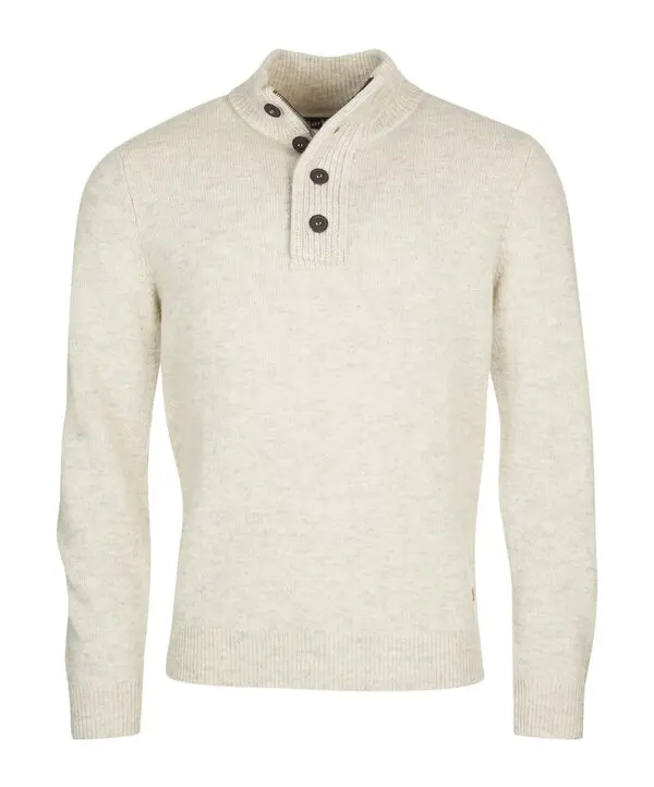 Barbour High-neck Half-button Knit Jumper With Ribbed Details