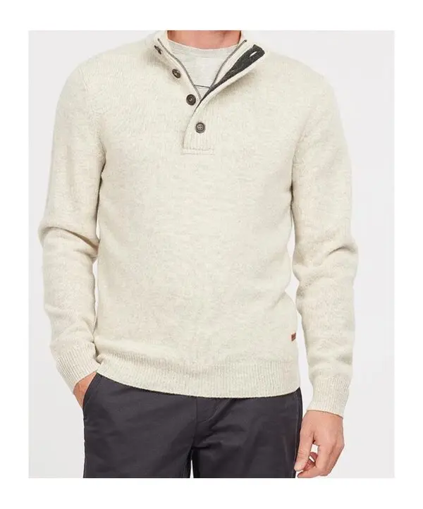 Barbour High-neck Half-button Knit Jumper With Ribbed Details