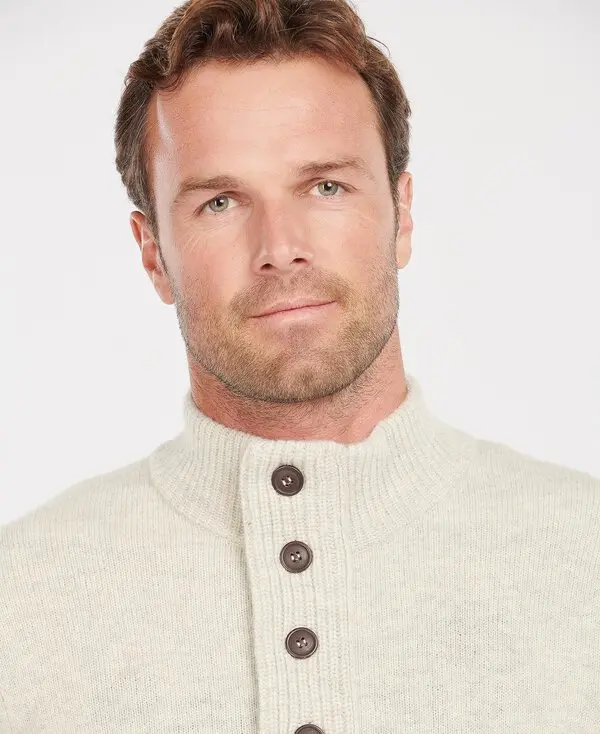 Barbour High-neck Half-button Knit Jumper With Ribbed Details
