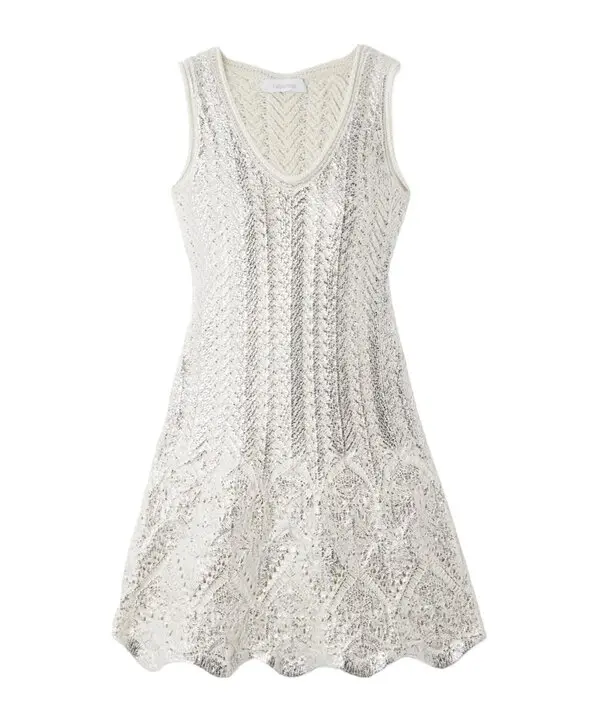 Rabanne Scalloped Edge Crochet Knitted Mini Dress