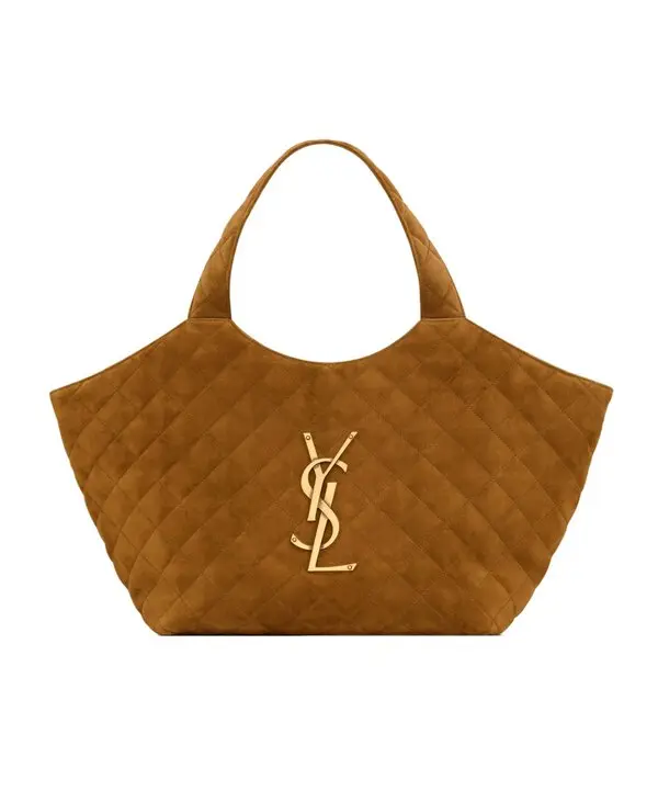 Saint Laurent Icare Medium Quilted Suede - Caramel Cognac