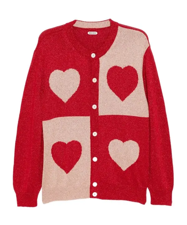 BODE Hearts Lamé Cardigan