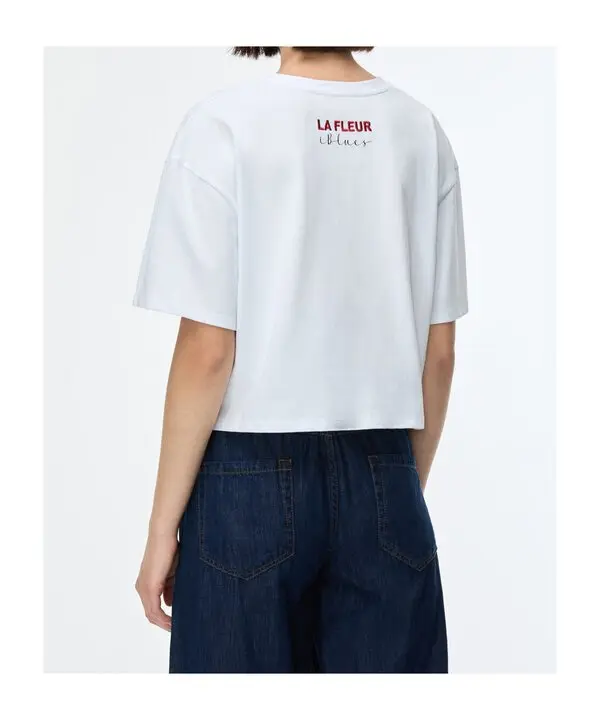 IBLUES Cropped T-shirt With Embroidered Floral Detail