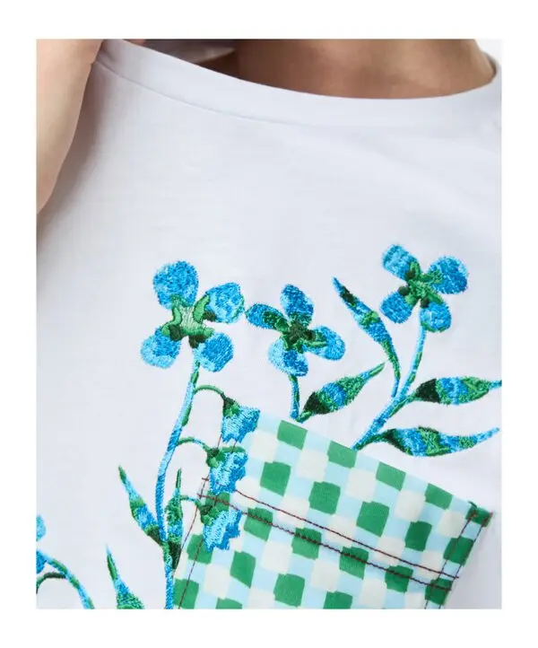 IBLUES Cropped T-shirt With Embroidered Floral Detail