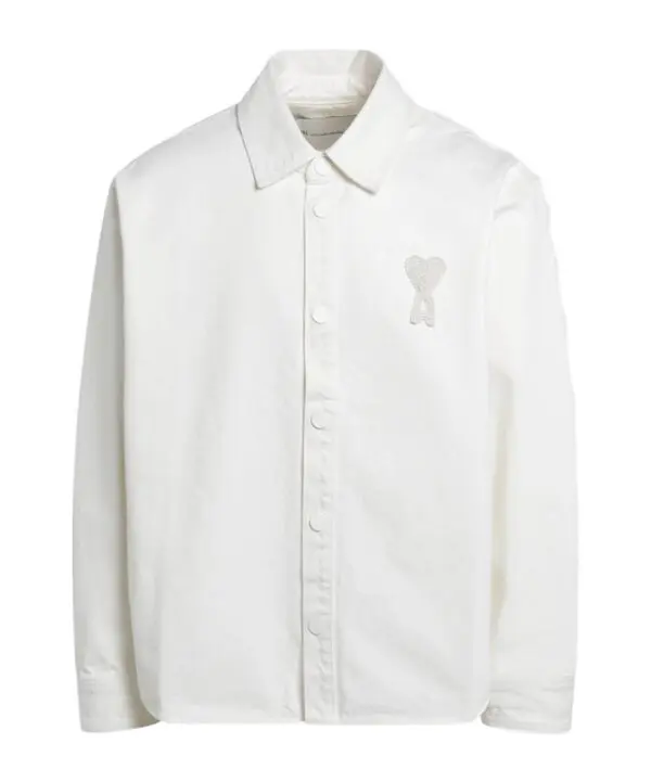AMI Paris Logo-patch Overshirt - White