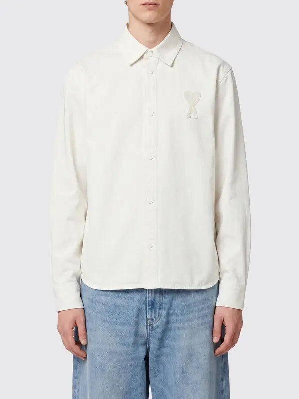 AMI Paris Logo-patch Overshirt - White