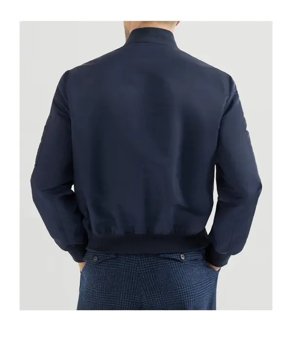 Brunello Cucinelli Bomber Jacket With Zip-up Closure And Ribbed Accents
