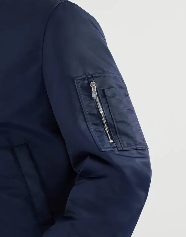 Brunello Cucinelli Bomber Jacket With Zip-up Closure And Ribbed Accents