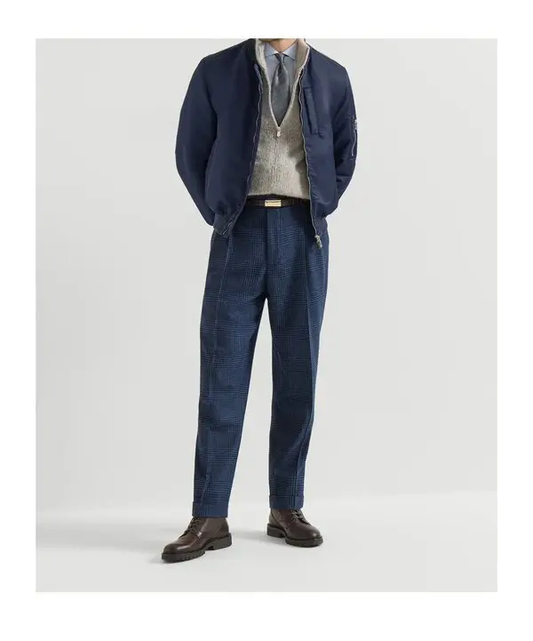 Brunello Cucinelli Bomber Jacket With Zip-up Closure And Ribbed Accents