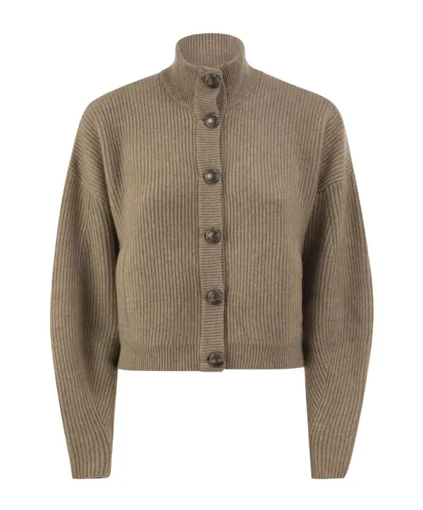 Brunello Cucinelli Pure Cashmere English Rib Cardigan - Brown
