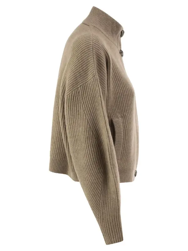 Brunello Cucinelli Pure Cashmere English Rib Cardigan - Brown