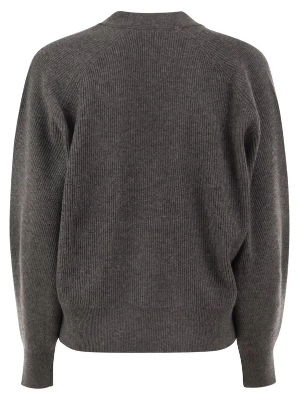 Brunello Cucinelli V-neck Long-sleeved Knit Top