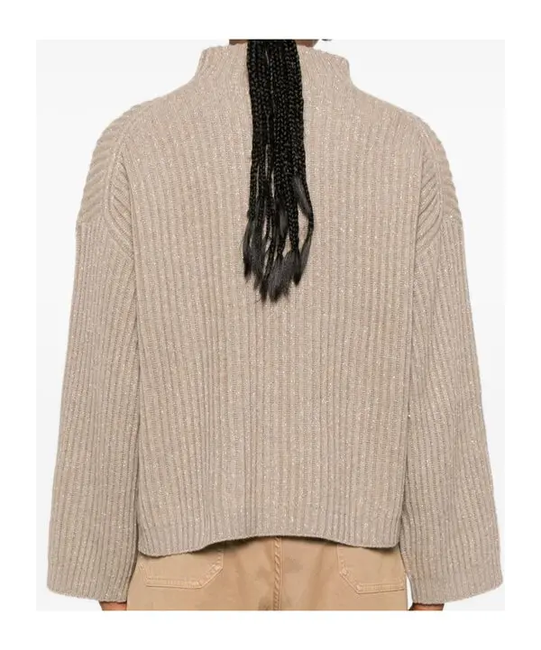 Brunello Cucinelli High-neck Long-sleeve Knitwear With Ribbed Details