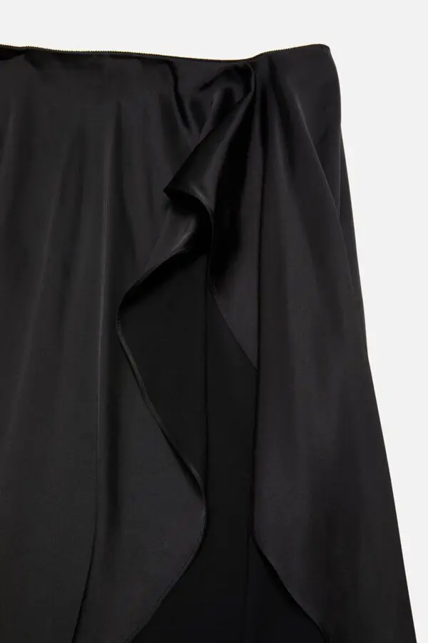 Acne Studios Satin Ruffle Skirt With Lace Trim - Black