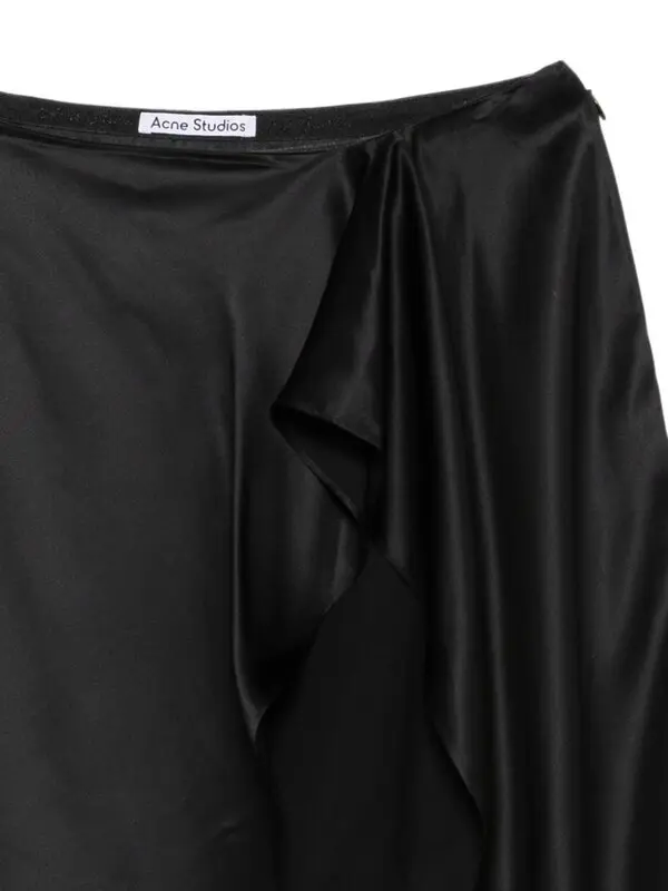 Acne Studios Satin Ruffle Skirt With Lace Trim - Black