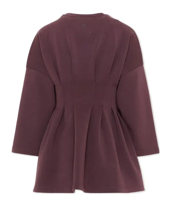 DOUUOD Pleated Drop-shoulder Jersey Dress