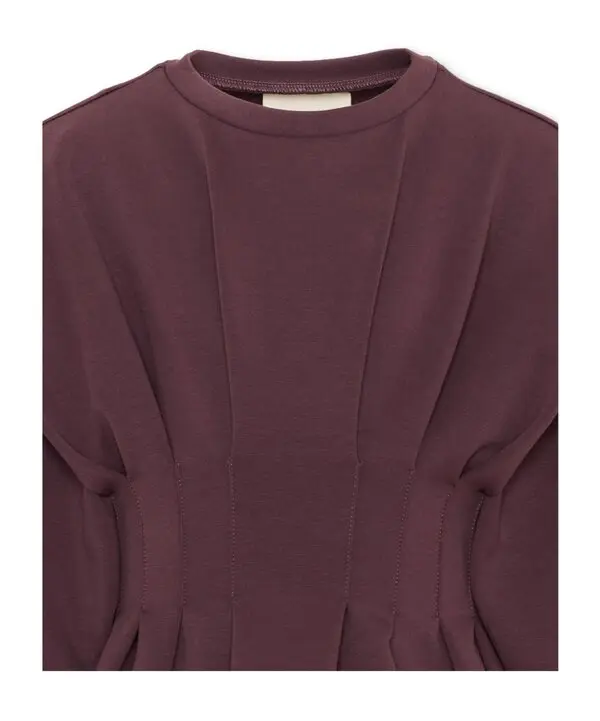 DOUUOD Pleated Drop-shoulder Jersey Dress