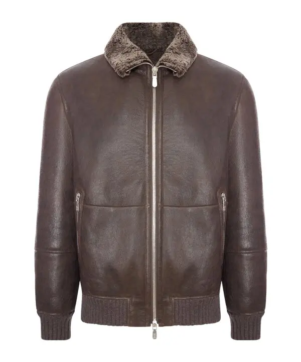 Brunello Cucinelli Effect Shearling Bomber Jacket