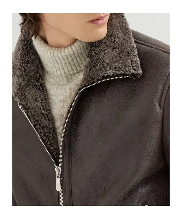 Brunello Cucinelli Effect Shearling Bomber Jacket