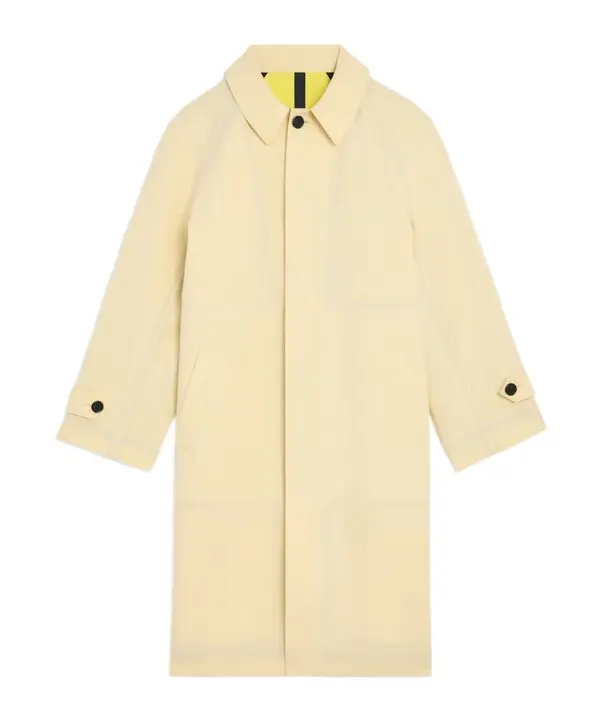 Celine Cotton Coat With Drawstring Cuffs - Yellow/white