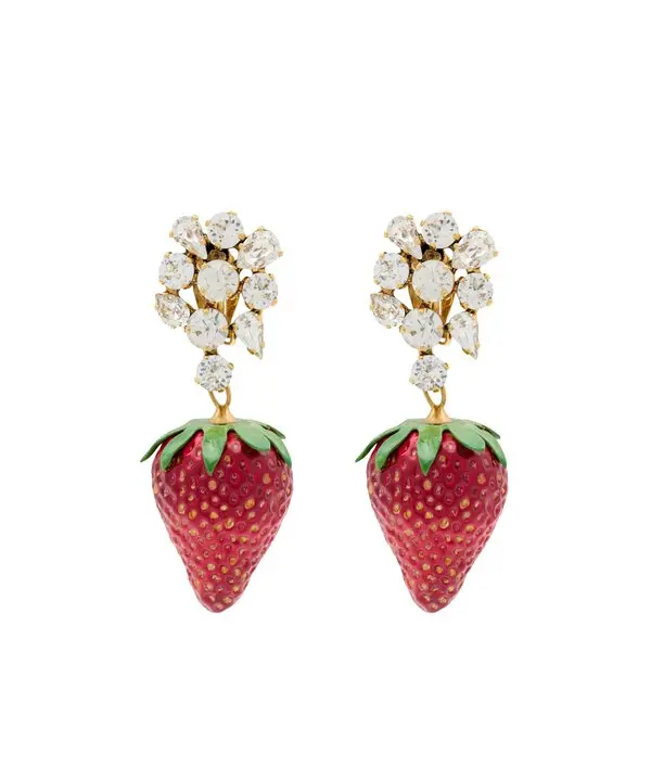 Saint Laurent Embellished Strawberry Clip-on Earrings