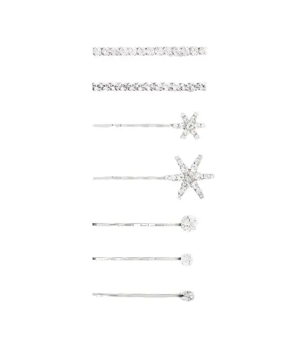 JENNIFER BEHR Set Of Seven Swarovski Crystal Hair Slides - Silver
