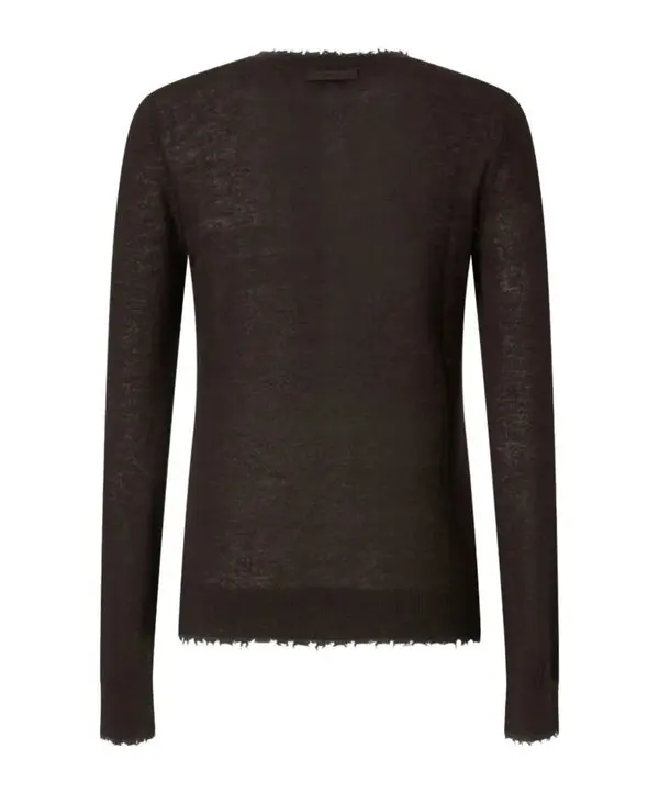 Pinko Distressed Semi-sheer Long Sleeve Top